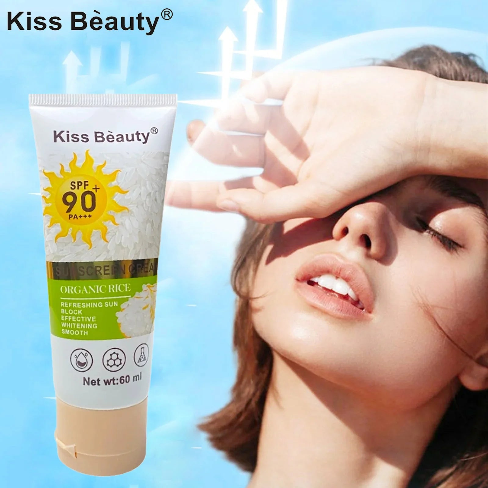 Kiss Beauty Organic Rice Sunscreen Cream SPF 90+ PA+++ - 60ml – Pinoyhyper