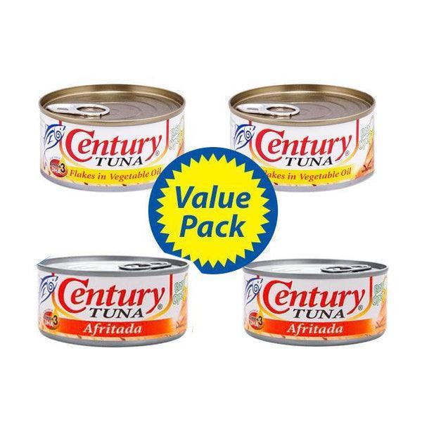Century Tuna 2 Flakes In Vegetable Oil +2 Afritada - 180g Value Pack ...