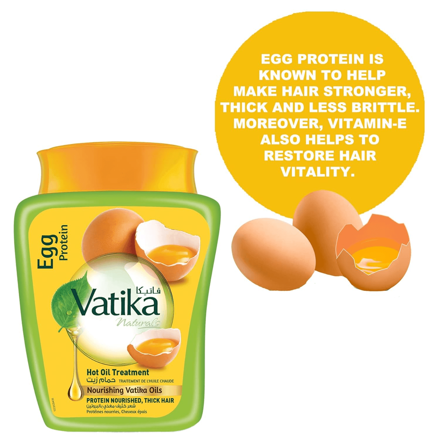 Dabur Vatika Egg Protein Hot Oil Treatment For Thick Hair - 500g ...