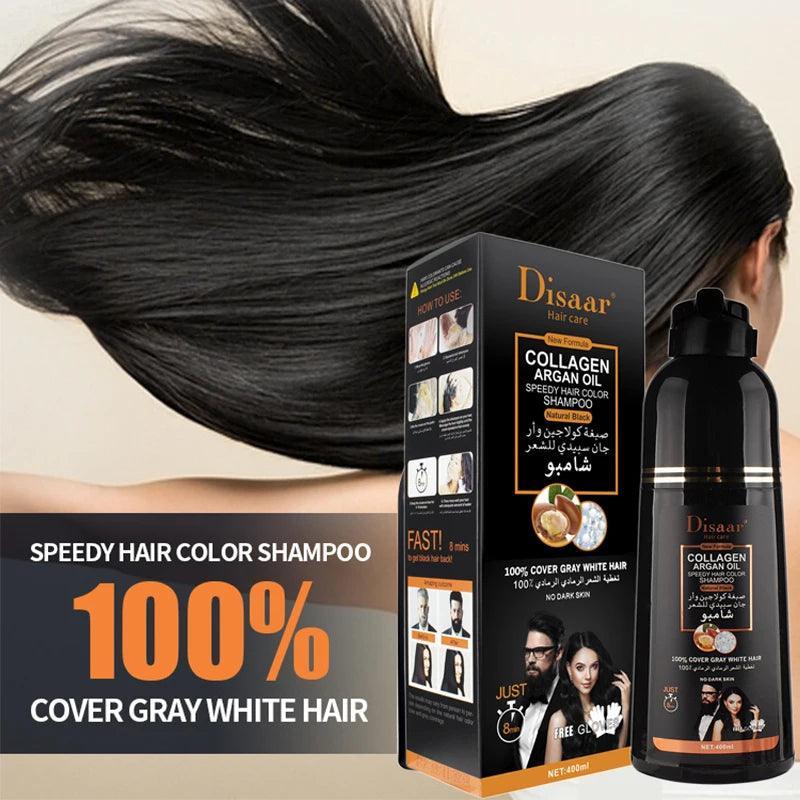 Disaar Collagen Argan Oil Speedy Hair Color Natural Black Shampoo ...