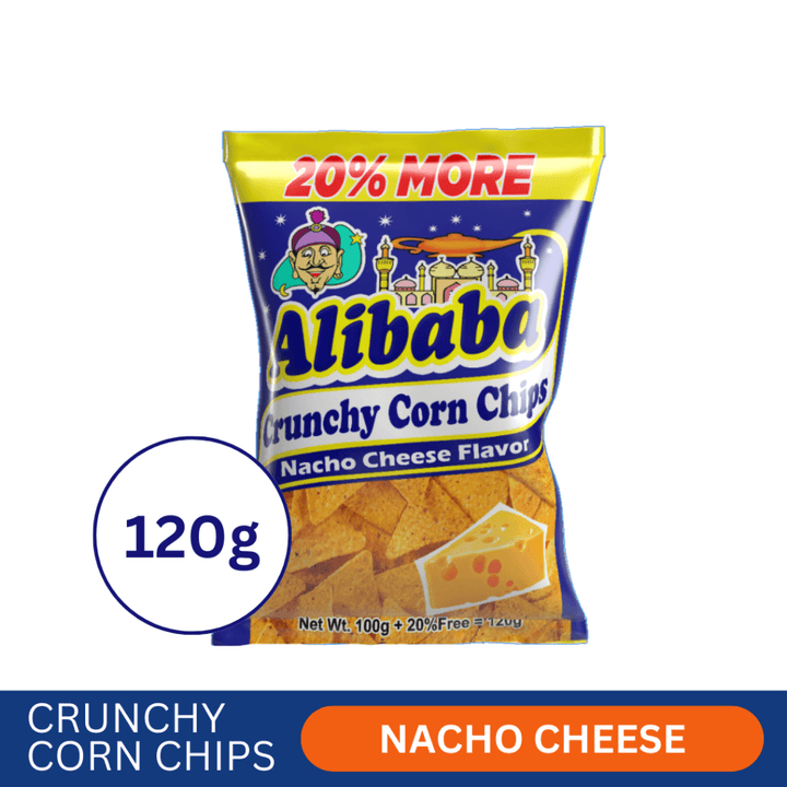 Alibaba Crunchy Corn Chips Nacho Cheese Flavor - 120g – Pinoyhyper