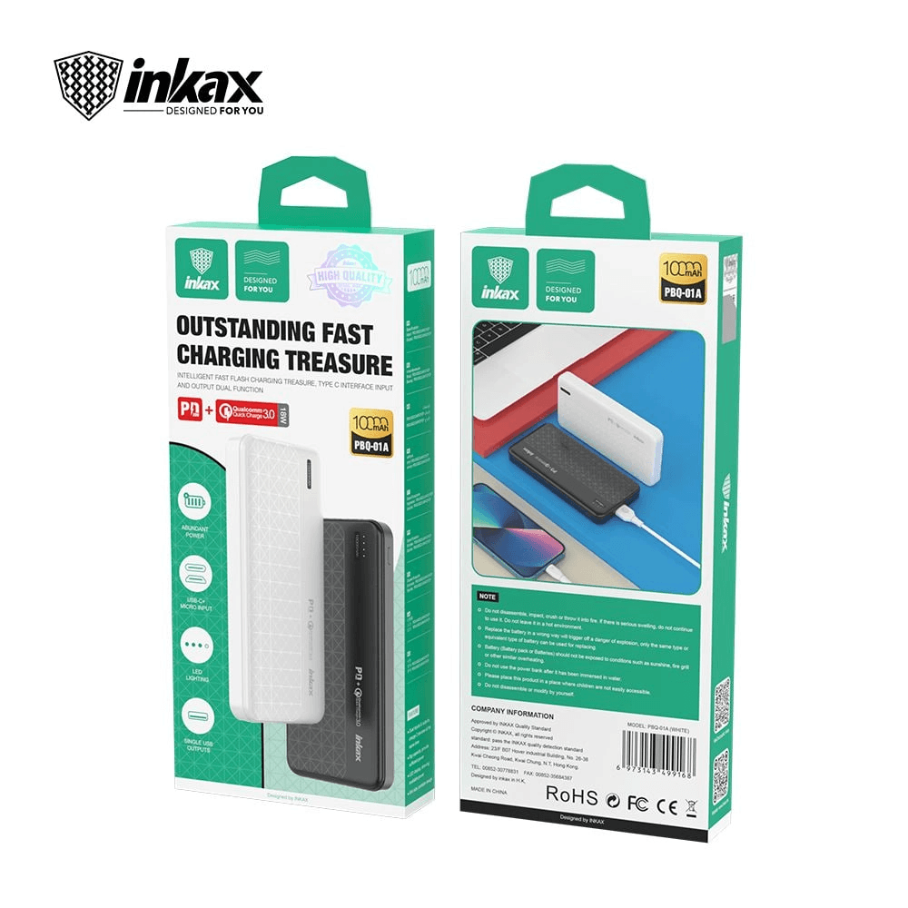 inkax Outstanding Fast Charging 10000Mah Power Bank PBQ-01A – Pinoy ...