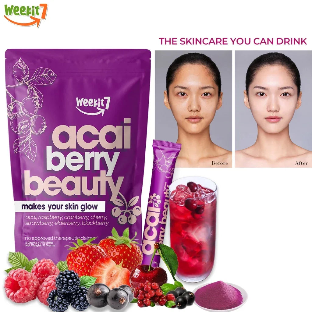 Weekit7 Acai Berry Glowing Beauty Powder - 5g x 7 Sachets – Pinoy Hyper ...