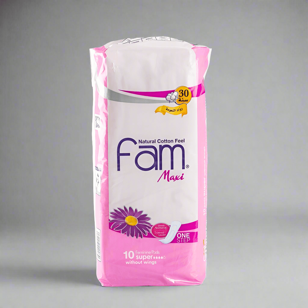 Fam Maxi Natural Cotton Feel Feminine Pads Without Wings - 10 Pads ...