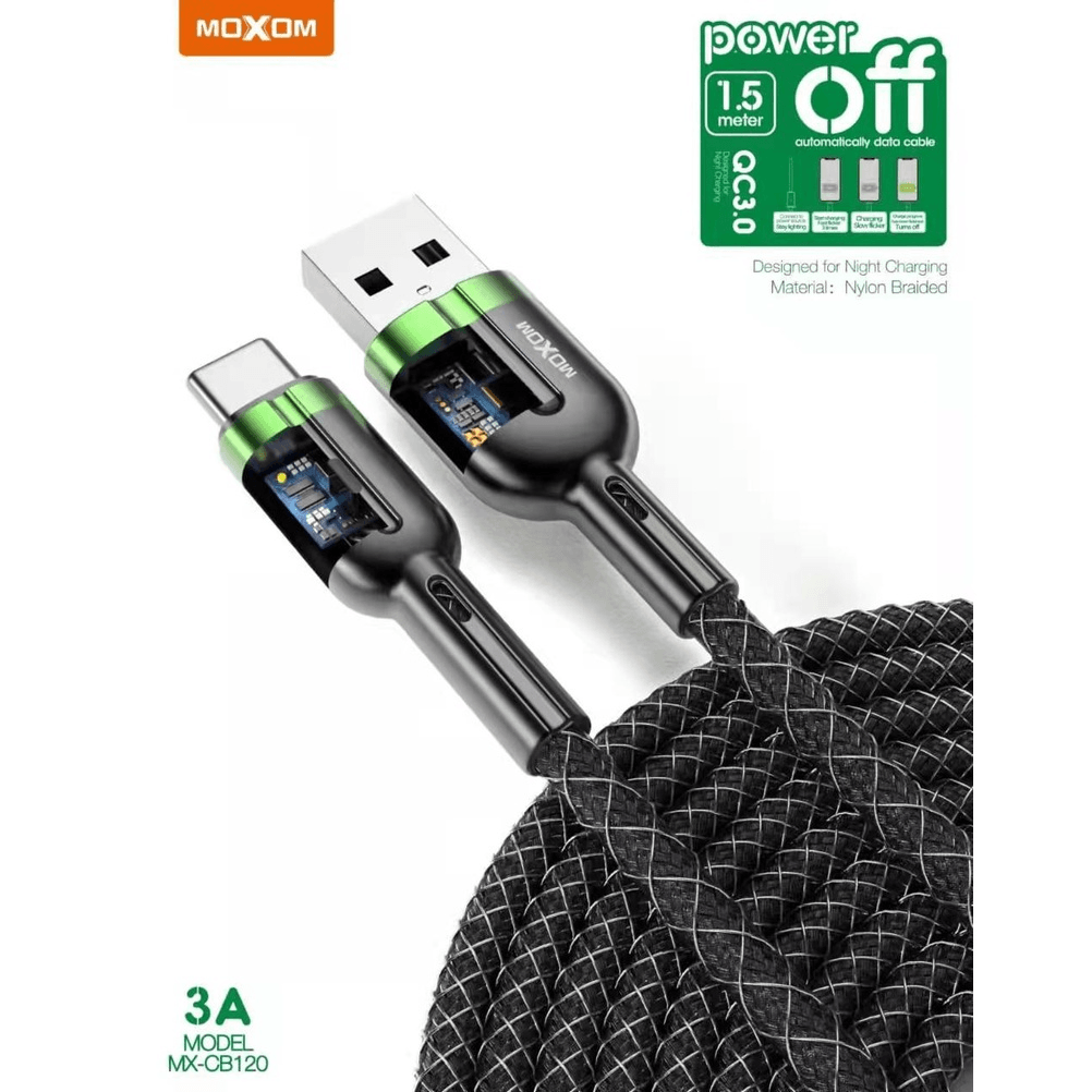 Moxom Auto Power OFF QC3.0 Type C Data Cable MX-CB120 – Pinoyhyper