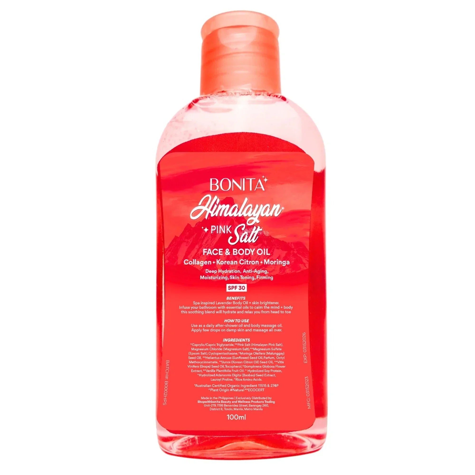 Bonita Himalayan Pink Salt Face & Body Oil SPF30 - 100ml – Pinoyhyper