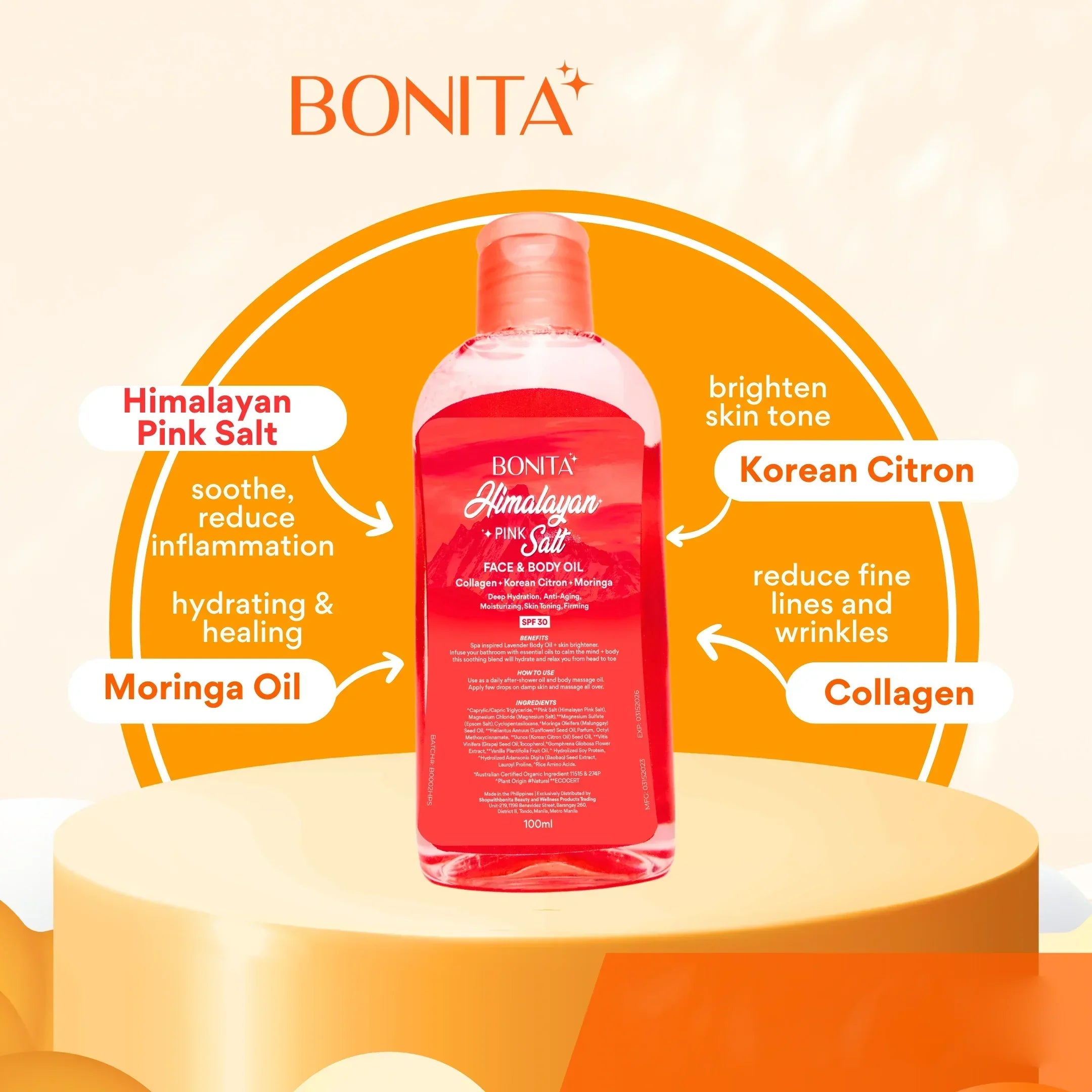 Bonita Himalayan Pink Salt Face & Body Oil SPF30 - 100ml – Pinoyhyper