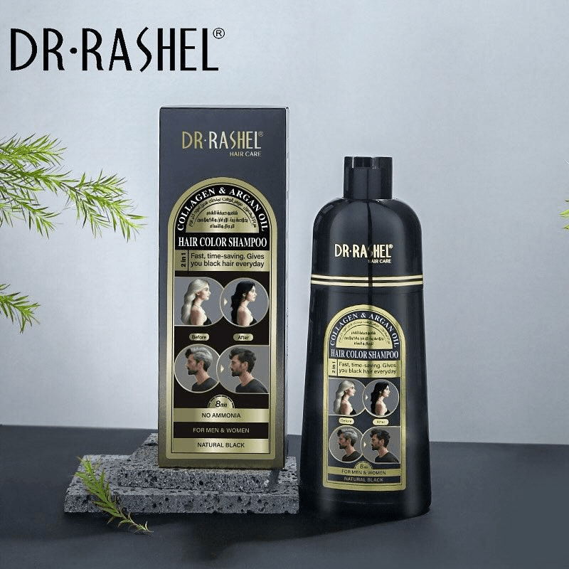 Dr.Rashel Collagen & Argan Oil Hair Color Shampoo Natural Black - 400m ...