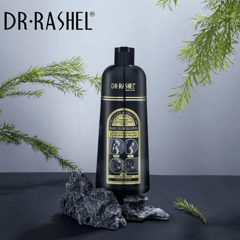 Dr.Rashel Collagen & Argan Oil Hair Color Shampoo Natural Black - 400ml ...