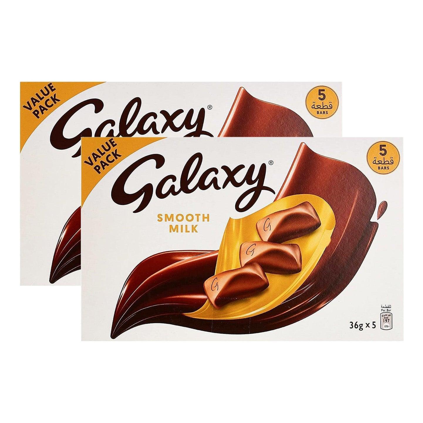 Galaxy Smooth Milk Chocolate Bar Value Pack - 5 X 36g (Twin Pack ...