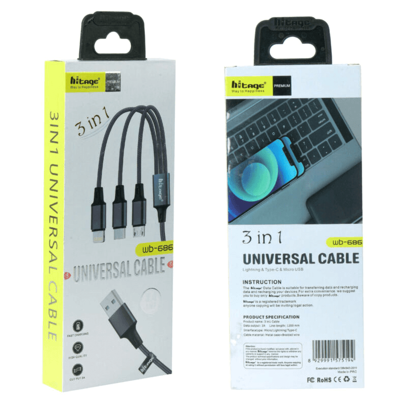 Hitage 3 in 1 Universal Cable Wb - 686 – Pinoyhyper
