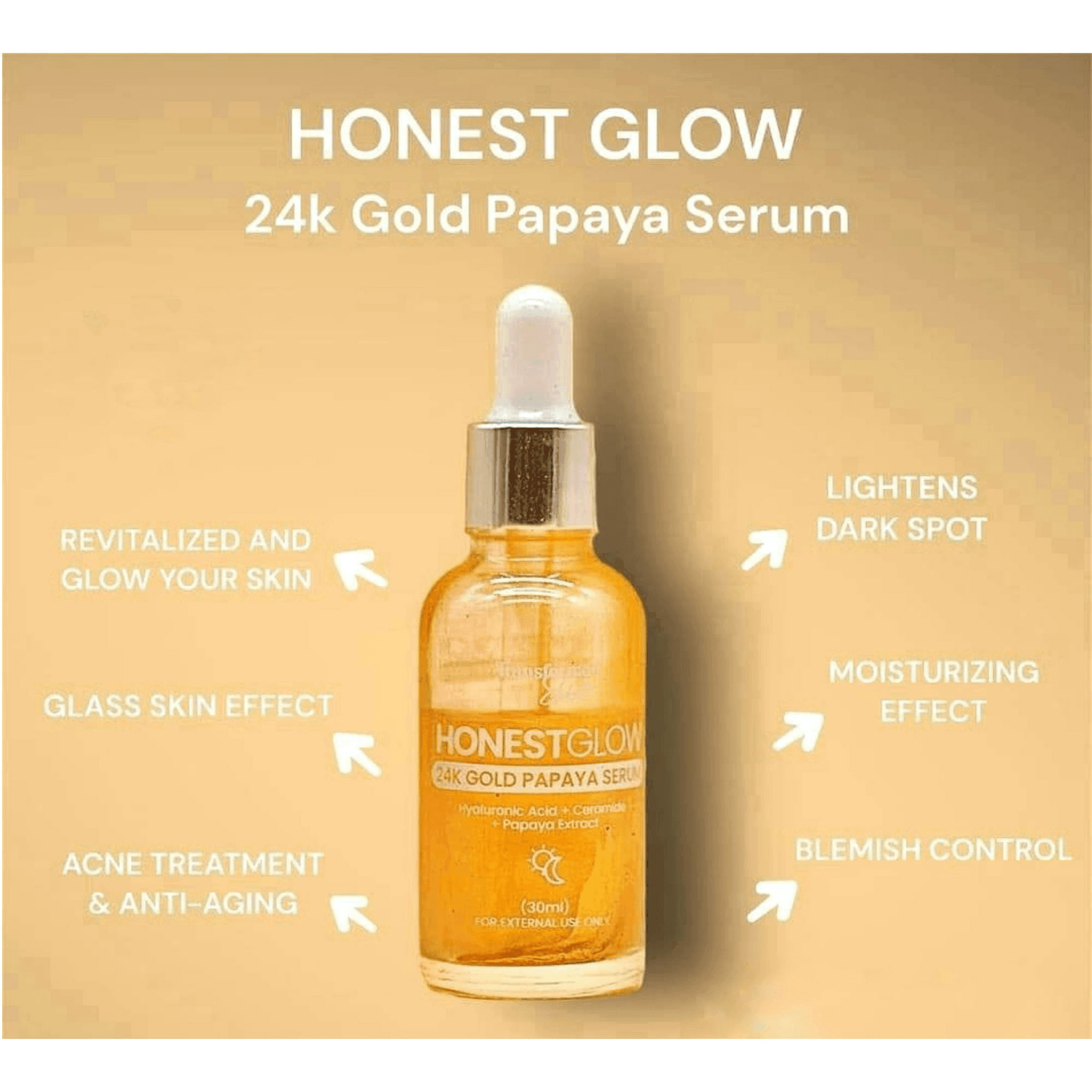 Honest Glow 24K Gold Papaya Serum - 30ml – Pinoyhyper