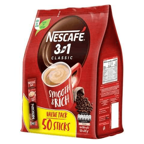Nescafe 3In1 Smooth & Rich Instant Coffee Mix Sachet 20g×50 Sticks ...