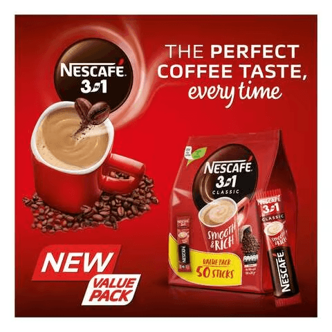 Nescafe 3In1 Smooth & Rich Instant Coffee Mix Sachet 20g×50 Sticks ...