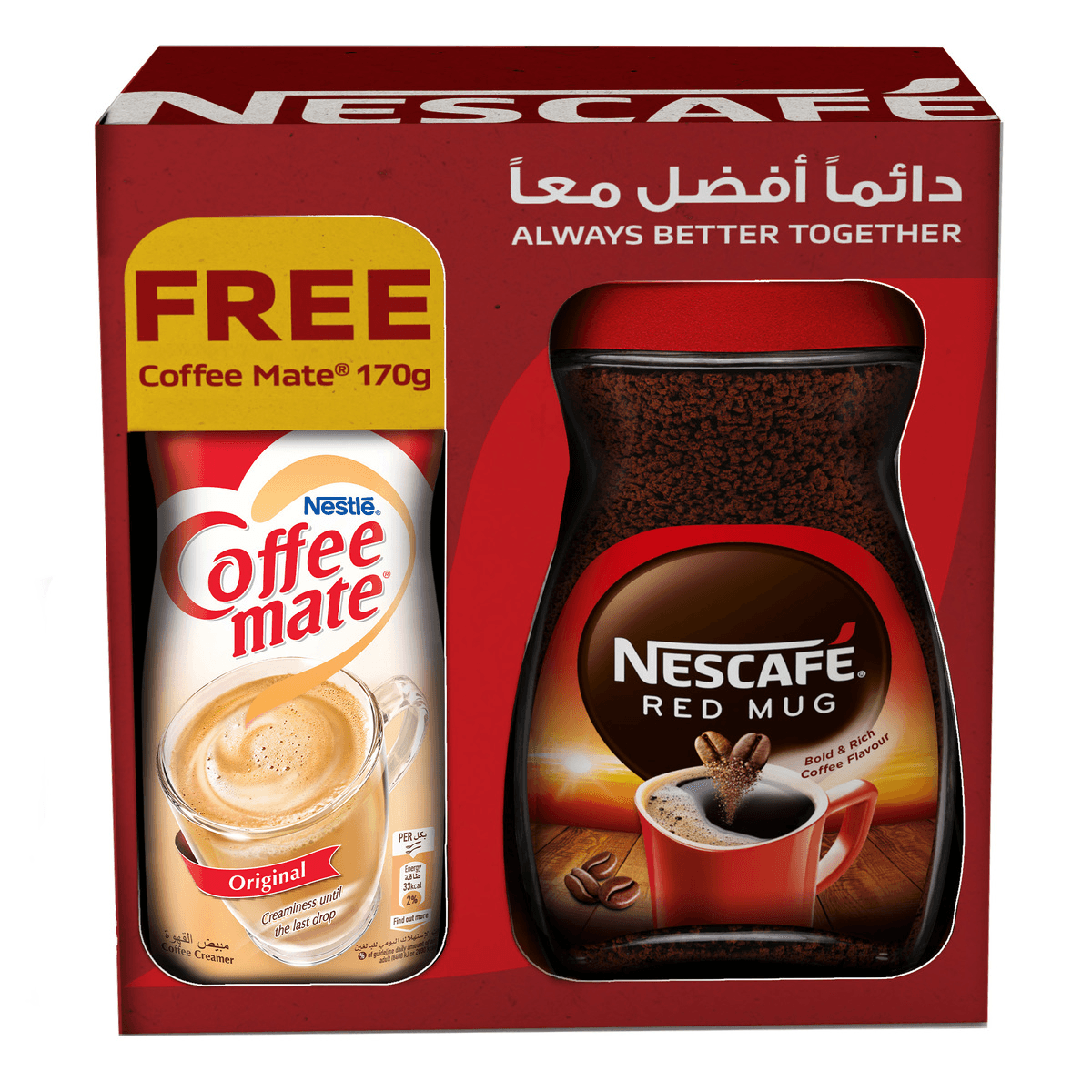 Nescafe Red Mug Instant Coffee Jar 190g + Coffeemate Value Pack 170g ...