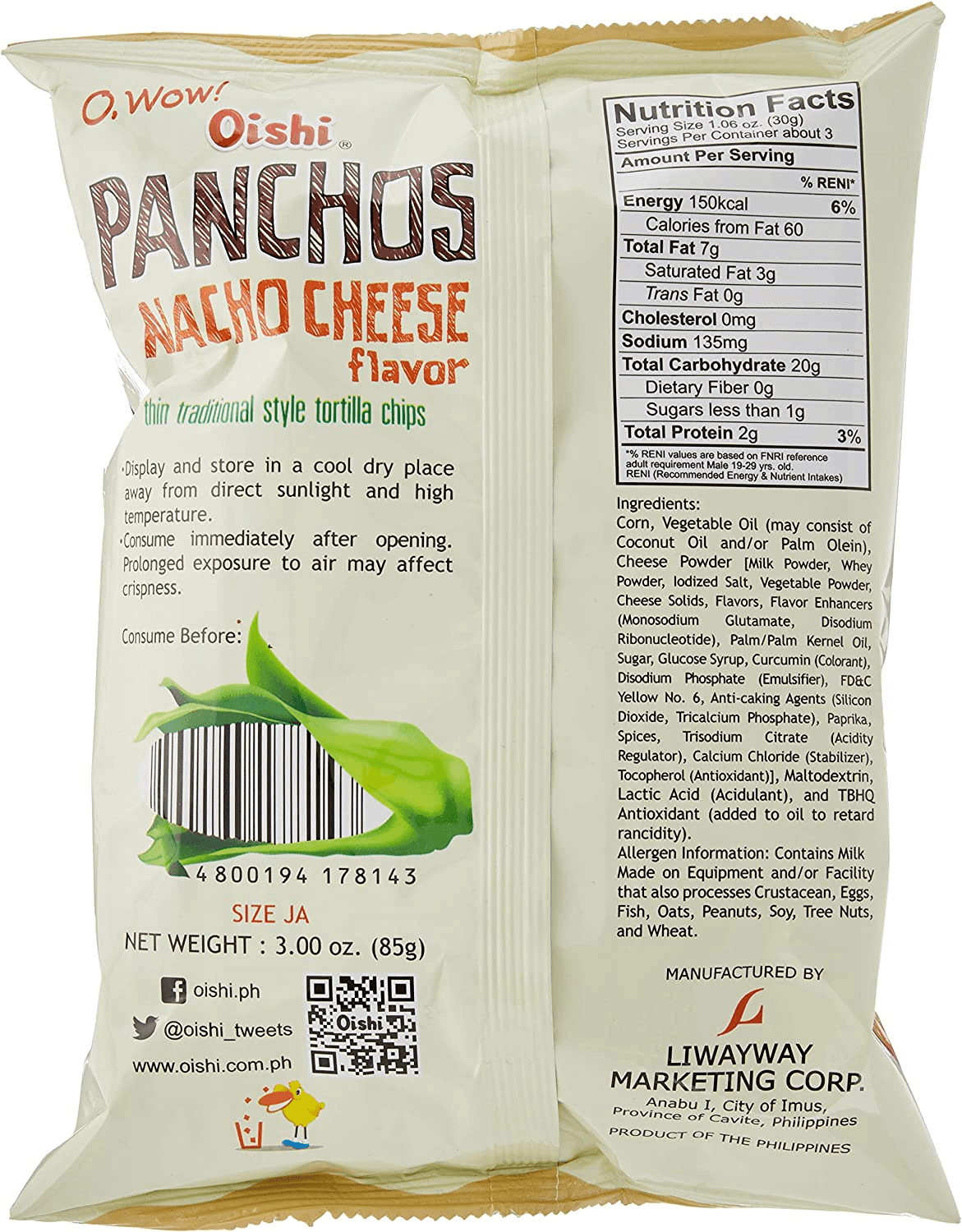 Oishi Panchos Nacho Cheese Flavor - 85g – Pinoyhyper