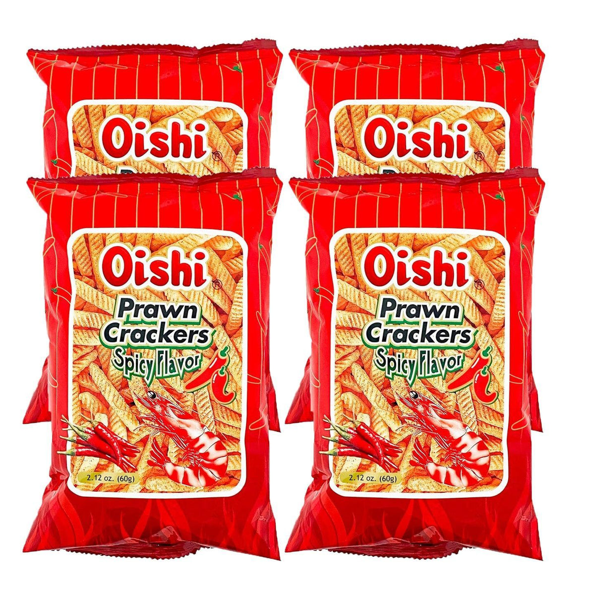 Oishi Prawn Crackers Spicy Flavor 60g × 4 Pcs (Offer) – Pinoyhyper