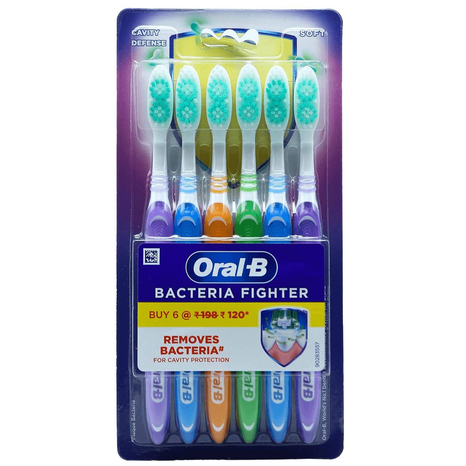 Oral-B Bacteria Fighter Cavity Defense Soft Assorted Toothbrush (Pack ...
