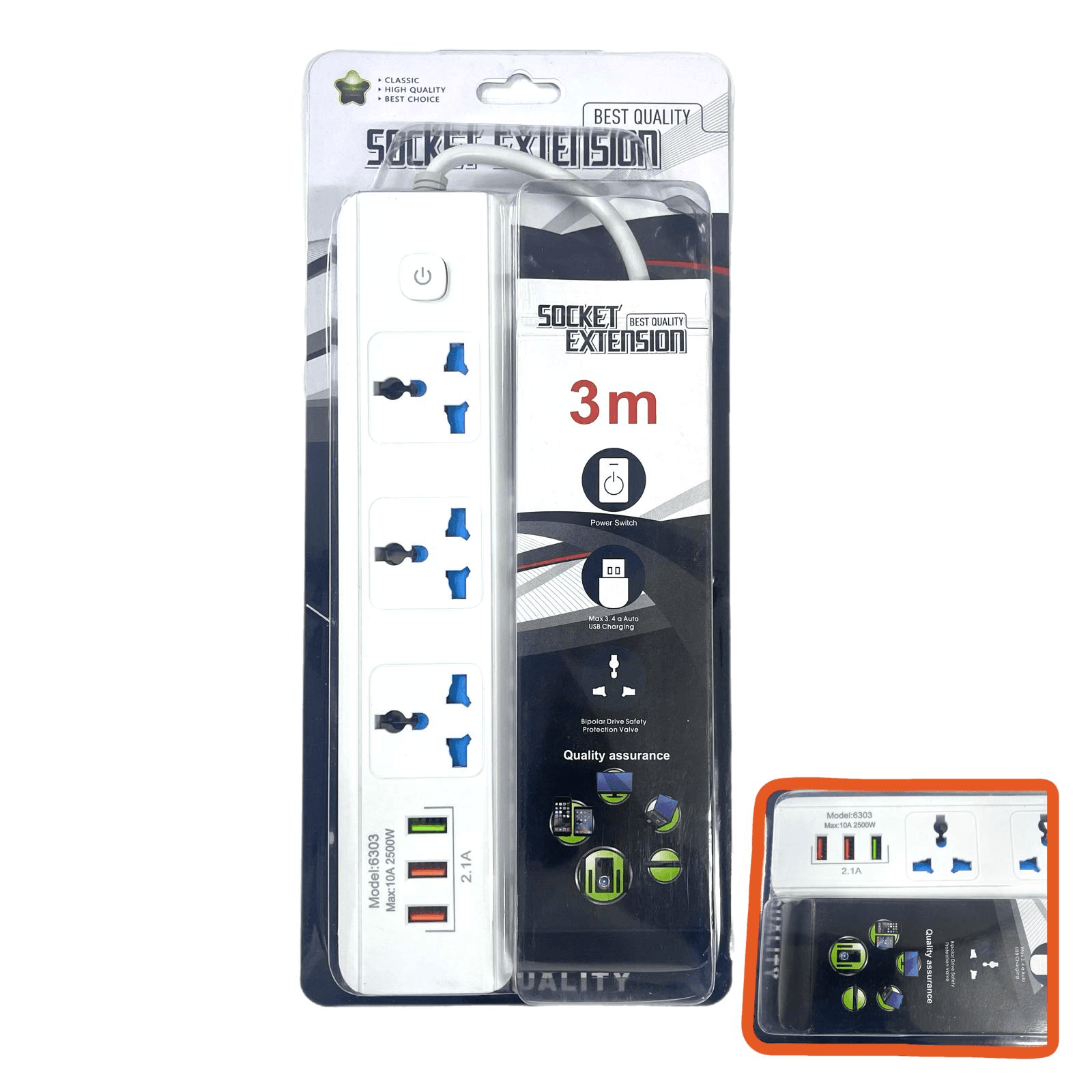 Power Socket Extension 3M - 6303 – Pinoyhyper