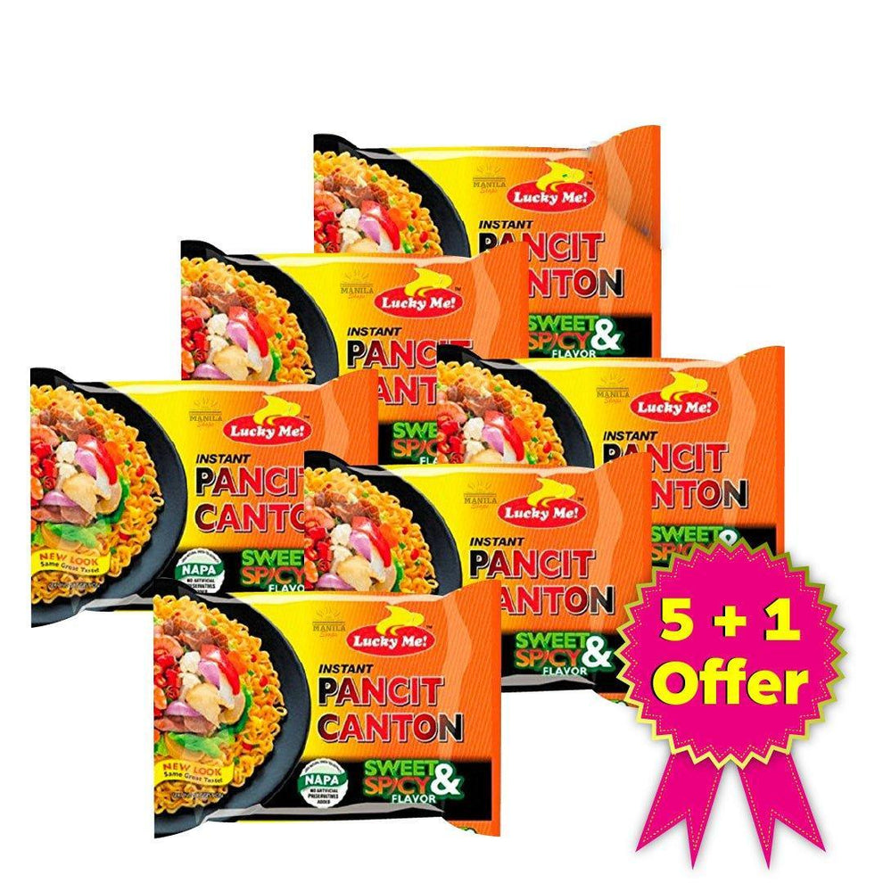 Lucky Me Pancit Canton Sweet and Spicy 60g Pack of 6 – Pinoy Hyper Kuwait